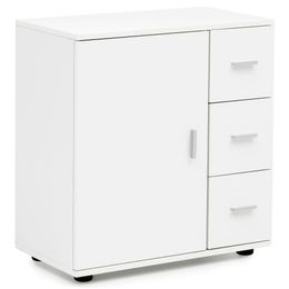 KADIMA DESIGN BADSCHRANK Wei&szlig; 60x65,5x33 cm mit gro&szlig;em Stauraum in matter Ausf&uuml;hrung