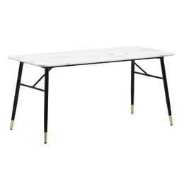 KADIMA DESIGN ESSTISCH Marmoroptik Metall Rechteckig Modern Klein, Wei&szlig; 140x80x76 cm