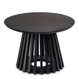 KADIMA DESIGN COUCHTISCH Schwarz Massivholz Mango Rund 60x60x41 cm mit Gittergestell Modern