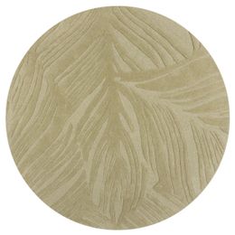 KADIMA DESIGN WOLLTEPPICH LEVEN, floral, Gr&uuml;n-Beige, &Oslash; 160 cm