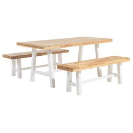 Beliani GARTENM&Ouml;BEL SET Akazienholz wei&szlig;/hellbraun Scania