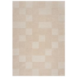 KADIMA DESIGN TEPPICH aus Wolle DEBEN in Natur, mit Schachbrettmuster, 200 x 290 cm