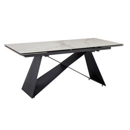 KADIMA DESIGN ESSTISCH Ausziehbar Keramik Glas Marmoroptik Rechteckig Gro&szlig;, Wei&szlig; 180x95x78 cm