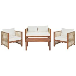 Beliani 4-SITZER LOUNGE SET Akazienholz Beige Antria