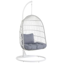 Beliani H&Auml;NGESESSEL mit Gestell Flechtseil wei&szlig; 102 cm Allera