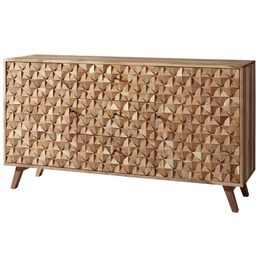 KADIMA DESIGN SIDEBOARD &ndash; ALME, Akazie Massivholz, 140x78,5x40 cm, Landhausstil, 3 Schubladen, 2 T&uuml;ren