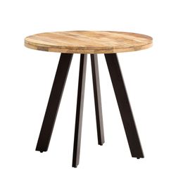 KADIMA DESIGN ESSZIMMERTISCH &ndash; Rund Mango Massivholz 80x80x75 cm Metallbeine Modern
