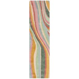 KADIMA DESIGN WOLLTEPPICH DERWENT, abstrakt, Gr&uuml;n-Bunt, 60 x 230 cm