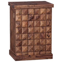 KADIMA DESIGN BARSCHRANK aus Massivholz mit T&uuml;ren und integrierter Weinaufbewahrung SAAR, Braun 64x50x91 cm
