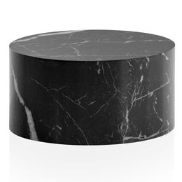 KADIMA DESIGN COUCHTISCH mit Hochglanz-Oberfl&auml;che, Marmor-Optik, Design rund, Schwarz 60x60x30 cm