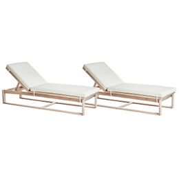 Beliani GARTENLIEGE 2er Set Heller Holzfarbton Azzanello