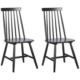 Beliani ESSZIMMERSTUHL 2er-Set Gummibaumholz Schwarz Burbank