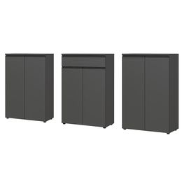 KADIMA DESIGN B&Uuml;RO-SET "Stuttgart" 3-teilig Soft-Close Graphit 273x120cm