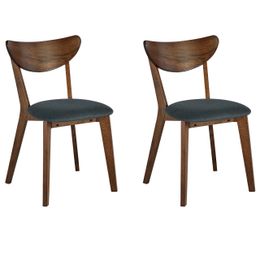 Beliani ESSZIMMERSTUHL 2er-Set Gummibaumholz Dunkler Holzfarbton Erie