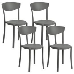 Beliani GARTENST&Uuml;HLE 4er-Set Kunststoff dunkelgrau Vieste