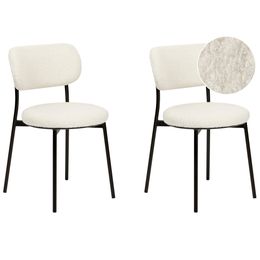 Beliani ESSZIMMERSTUHL 2er-Set Boucl&eacute; cremewei&szlig;/schwarz Casey