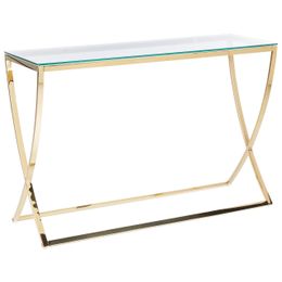Beliani KONSOLENTISCH Glas/Edelstahl gold 120/40 cm Ringgold