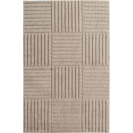 KADIMA DESIGN TEPPICH Hochflor RIGI in Beige, mit Cord-Streifen-Patchwork, 160 x 230 cm