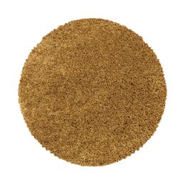 KADIMA DESIGN TEPPICH Hochflor SPREE in Gold, einfarbig, &Oslash; 200 cm