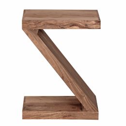 KADIMA DESIGN BEISTELLTISCH Massivholz Z-Form Handgefertigt, Beige 44x30x59 cm