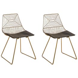 Beliani ESSZIMMERSTUHL 2er-Set Metall Gold Beatty