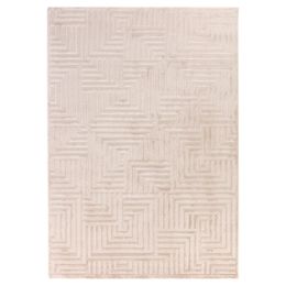 KADIMA DESIGN TEPPICH Kurzflor ILLER in Beige, mit 3D-Design, aus Jute, Florh&ouml;he 12 mm, 120 x 170 cm