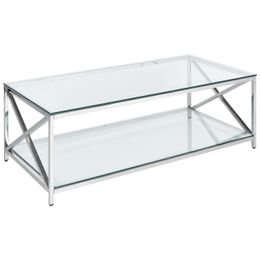 Beliani COUCHTISCH Glas silber rechteckig 60/120 cm Audet