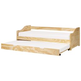 Beliani AUSZIEHBETT 90x200 cm Heller Holzfarbton Luneray