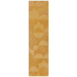 KADIMA DESIGN TEPPICH aus Wolle DEBEN in Senfgelb, geometrisch, 60 x 230 cm