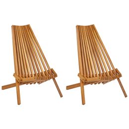 Beliani GARTENSTUHL 2er-Set Holz Heller Holzfarbton Bellano