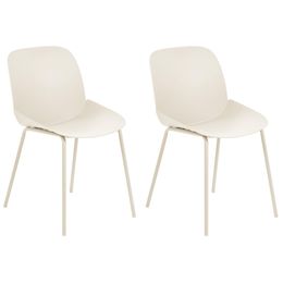 Beliani ESSZIMMERSTUHL 2er-Set Kunststoff Beige Milaca