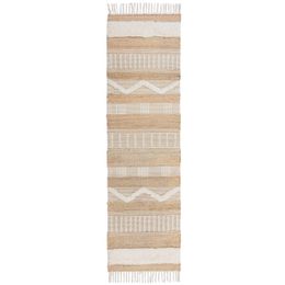 KADIMA DESIGN TEPPICH aus Jute handgewebt WHARFE in Braun-Beige, geometrisch, 60 x 230 cm