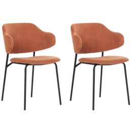 Beliani ESSZIMMERSTUHL 2er-Set Polsterbezug Orange Kenai