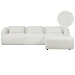 Beliani 3-SITZER-ECKSOFA aus Boucl&eacute; wei&szlig; rechtsseitig Svansele