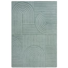 KADIMA DESIGN TEPPICH aus Wolle LEVEN in Entenei-Blau, geometrisch, 160 x 230 cm