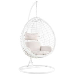 Beliani H&Auml;NGESESSEL mit Gestell PE Rattan wei&szlig; 106 cm Fano