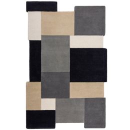 KADIMA DESIGN WOLLTEPPICH HALLEIN, geometrisch, Grau-Beige, 200 x 290 cm