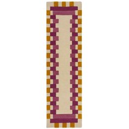 KADIMA DESIGN WOLLTEPPICH WENSUM, geometrisch, Rosa-Gelb, 60 x 230 cm
