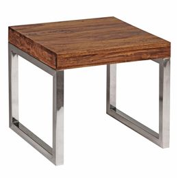 KADIMA DESIGN COUCHTISCH Massivholz Metallgestell Pflegeleicht, Braun 45x45x40 cm
