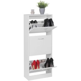 KADIMA DESIGN SCHUHSCHRANK &ndash; Wei&szlig;, 3 F&auml;cher, f&uuml;r ca. 18 Paar Schuhe, 50x125x24 cm