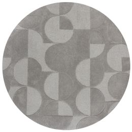 KADIMA DESIGN TEPPICH aus Wolle DEBEN in Grau, geometrisch, &Oslash; 160 cm