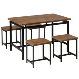 Beliani ESSGRUPPE Braun Stahl 4-Sitzer 120 cm Arlington