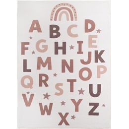 KADIMA DESIGN SPIELTEPPICH Waschbar TINO in Creme, mit Alphabet-Motiv, 120 x 170 cm