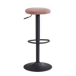 KADIMA DESIGN BARHOCKER H&ouml;henverstellbar Eisen Samt Drehbar CAMPANIA, Rosa 40x40x79 cm