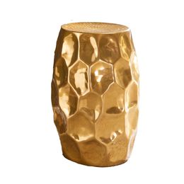 KADIMA DESIGN BEISTELLTISCH Aluminium Hammerschlag Pflegeleicht ENNS, Gold 30x30x47 cm