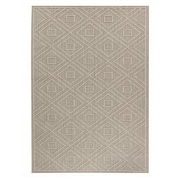KADIMA DESIGN TEPPICH Outdoor IMST in Beige, mit Rautenmuster, aus Polypropylen, 80 x 150 cm