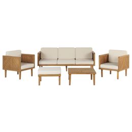 Beliani LOUNGE-SET 5-sitzer Akazienholz Hellbraun Baratti