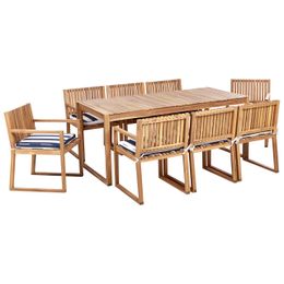 Beliani GARTENM&Ouml;BEL-SET 8-Sitzer Heller Holzfarbton Sassari II