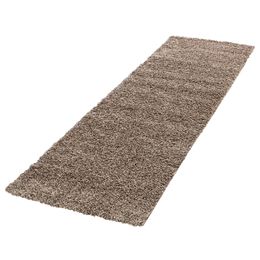 KADIMA DESIGN HOCHFLORTEPPICH RHEIN, einfarbig, Mokka, 80 x 250 cm