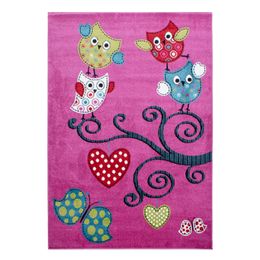 KADIMA DESIGN SPIELTEPPICH TASNA in Violett, mit Eulen-Motiv, 140 x 200 cm